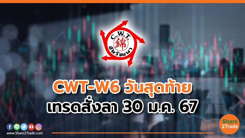 CWT-W6 วันสุดท้าย เทรดสั่งลา 30 ม.ค. 67 | Share2Trade